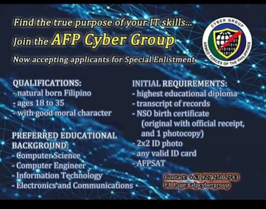 AFP Cyber Group Special Enlistment now accepting applicants - NewsToGov