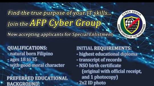 AFP Cyber Group Special Enlistment now accepting applicants - NewsToGov