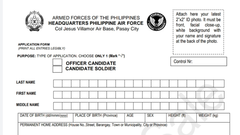 Philippine Air Force (PAF) Application Form 2020 - NewstoGov