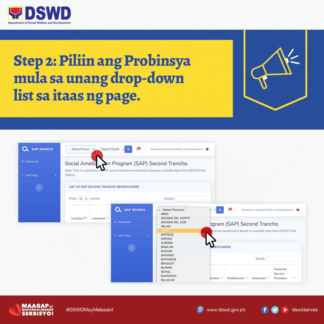 Where to access the list of SAP beneficiaries 2nd tranche of DSWD ...