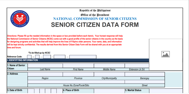 Senior Citizen Data Form