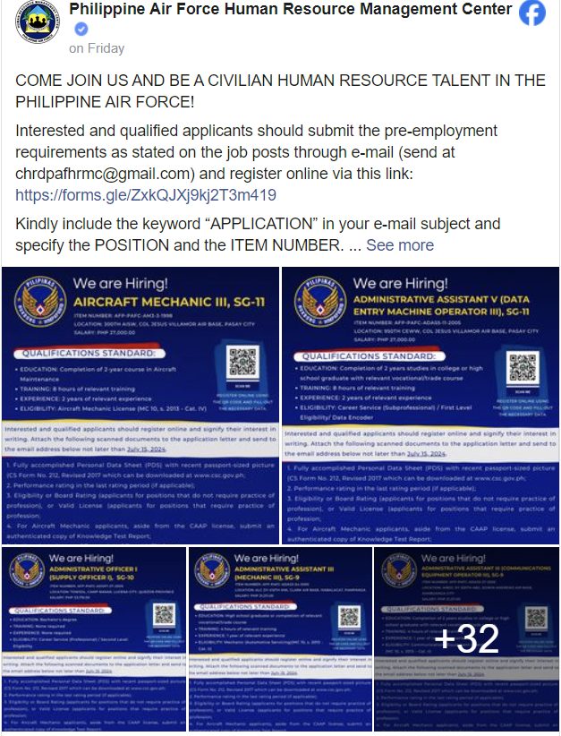 Philippine Air Force (PAF) is hiring: Apply now! - NewsToGov
